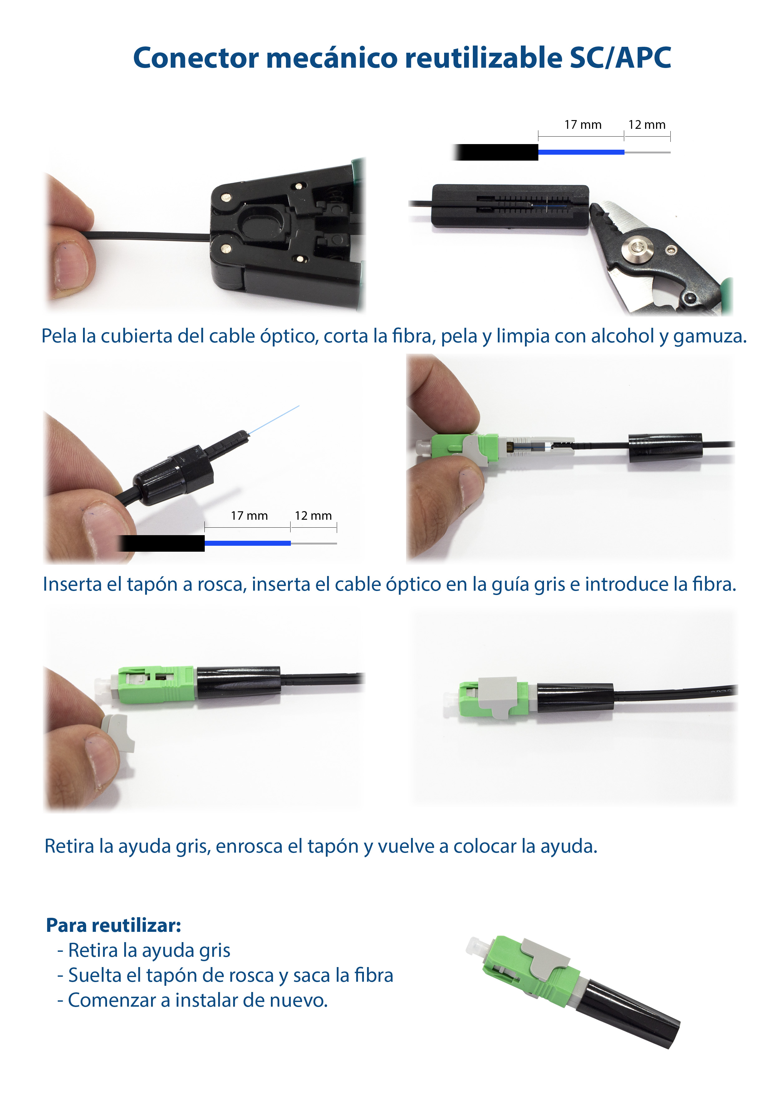 Conector mecánico rápido para cable plano SC/APC | Anvimur